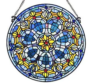 RIVER OF GOODS 19.5'h Cathedral Stained Glass W Indow Panel - One-color