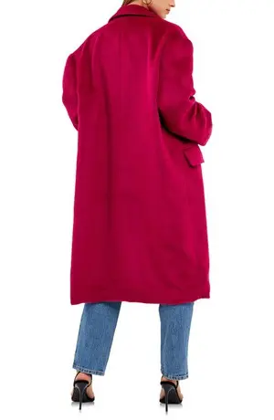 Endless Rose Oversized Brushed Coat - Cherry