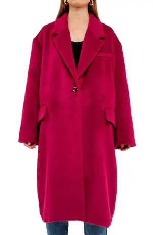 Endless Rose Oversized Brushed Coat - Cherry