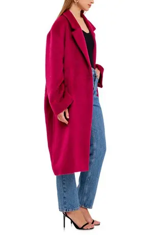 Endless Rose Oversized Brushed Coat - Cherry