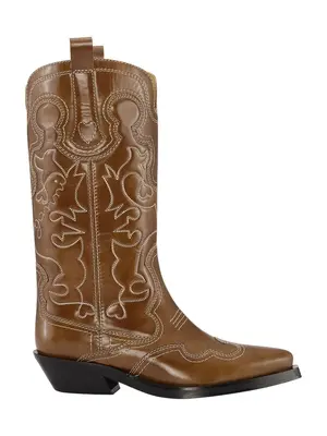 GANNI Embroidered Western Boots