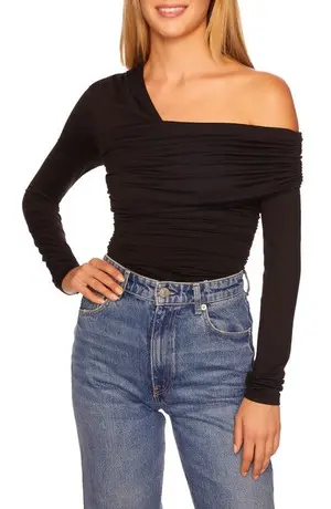 Susana Monaco Asymmetric Ruched Top - Black