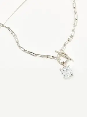 DIAMONIQUE Diamonique 35th Anniversary 135 Facet Toggle Necklace, 14K - One-color