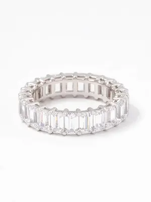 DIAMONIQUE Diamonique Silver Choice Of Cut Band Ring Platinum Clad - One-color