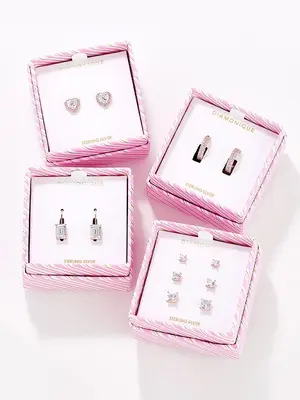 DIAMONIQUE Diamonique Set Of 4 Earring Gifts, Sterling, Boxed - One-color