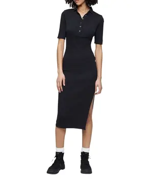 Calvin Klein Solid Ballet Sleeve Polo Shirt Midi Dress