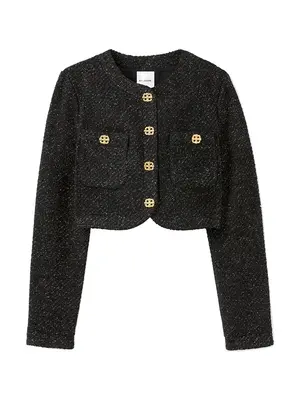 St. John Metallic Tweed Short Jacket - One-color