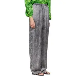 Balenciaga BLACK SATIN ACID WASH LOUNGE PANTS - One-color