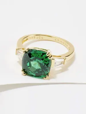 DIAMONIQUE Diamonique 100 Facet Simulated Gemstone Ring, Sterling Silver - One-color