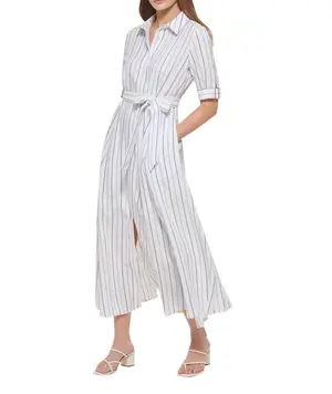 Calvin Klein Striped Belted Shirt Dress