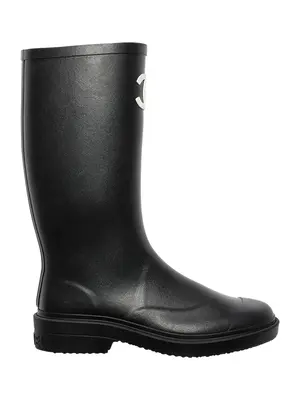 Chanel High Boots Caoutchouc Black
