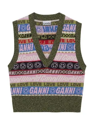 GANNI Graphic V-neck Vest