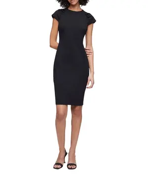 Calvin Klein Scuba Crepe Ruched Sleeve Dress