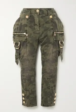 Balmain Cropped Camouflage-print Denim Pants
