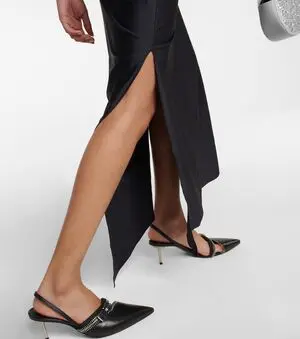 Coperni Asymmetrical Flower-detail Midi Dress - Black
