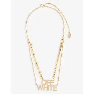 Off-White Logo Double-chain Brass Necklace
