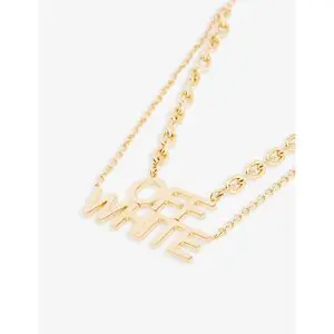 Off-White Logo Double-chain Brass Necklace