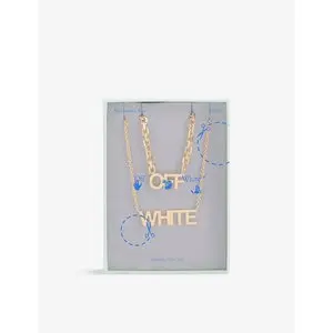 Off-White Logo Double-chain Brass Necklace