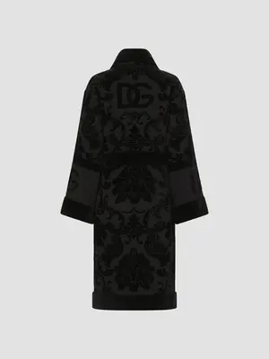 Dolce & Gabbana Jacquard Logo Bath Robe - Black