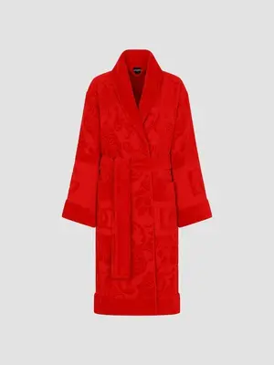 Dolce & Gabbana Jacquard Logo Bath Robe - Red