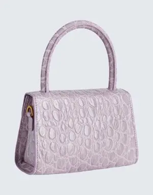 By Far Handbag In Crocodile Embossed Leather - Grey