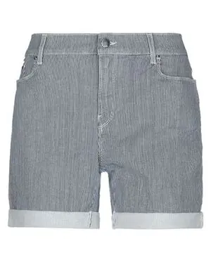 Karl Lagerfeld Striped Denim Shorts With Leather Trims