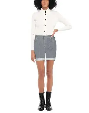 Karl Lagerfeld Striped Denim Shorts With Leather Trims