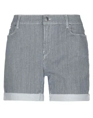 Karl Lagerfeld Striped Denim Shorts With Leather Trims