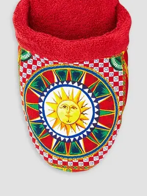 Dolce & Gabbana Carretto Siciliano Terry Slippers - Red