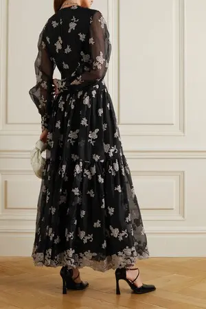 Erdem Tabetha Embroidered Silk-organza Maxi Dress