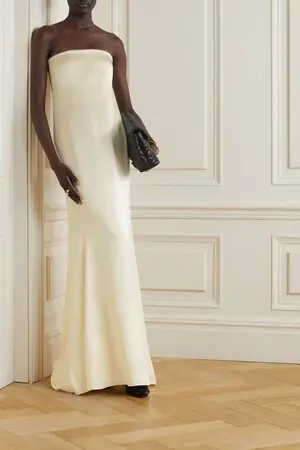 Saint Laurent Strapless Silk-satin Gown