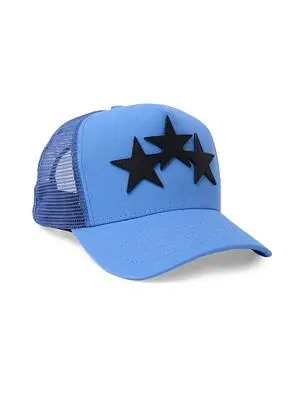 Amiri Men's 3-Star Trucker Hat - Black Carolina Blue - Black Carolina Blue Carolina Blue