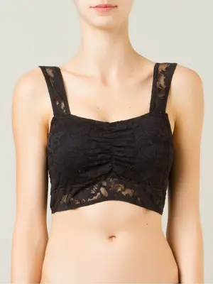 AMIR SLAMA Lace-design T-shirt Bra - Black