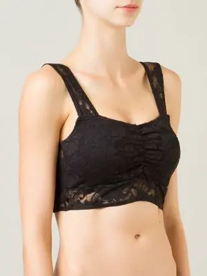 AMIR SLAMA Lace-design T-shirt Bra - Black