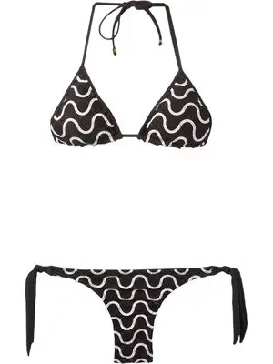 AMIR SLAMA Swirl-print Two-piece Bikini Set - Black