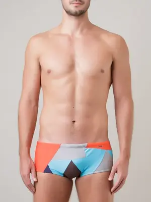 AMIR SLAMA Geometric-print Swim Shorts