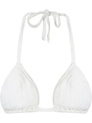 AMIR SLAMA Knit Triangle Bikini Top - White