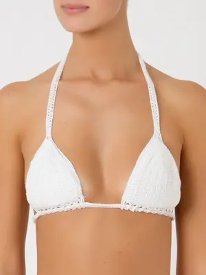 AMIR SLAMA Knit Triangle Bikini Top - White