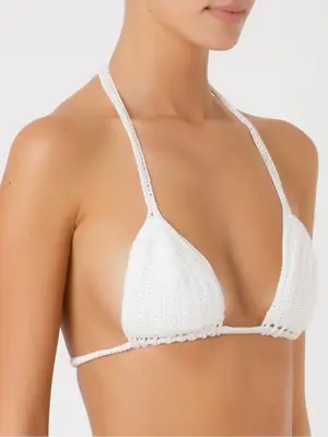 AMIR SLAMA Knit Triangle Bikini Top - White