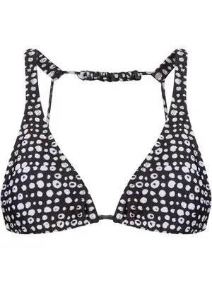 AMIR SLAMA Graphic-print Triangle Bikini Top - Black