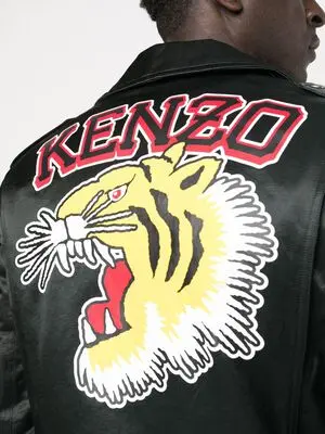 Kenzo Tiger Varsity Biker Jacket In Black - 71% Off | Editorialist