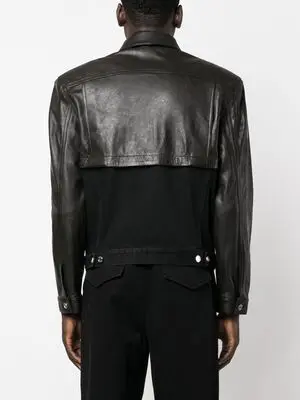 VTMNTS Contrasting Leather-block Denim Jacket