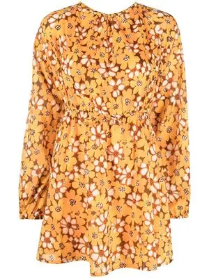 Faithfull The Brand Li Reni Floral Print Dress - Orange