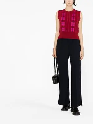 Alberto Biani Checked Knitted Sleeveless Top