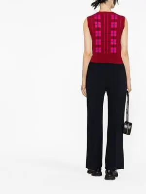 Alberto Biani Checked Knitted Sleeveless Top