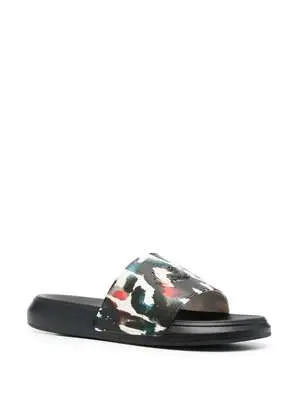 Alexander McQueen Graphic Logo Slides - Black