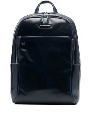 PIQUADRO Leather Backpack - Blue