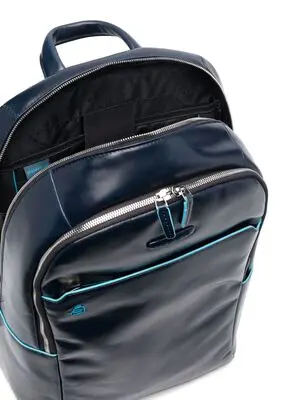PIQUADRO Leather Backpack - Blue