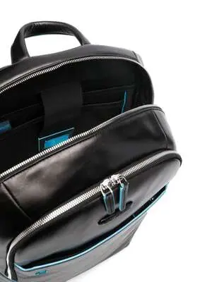 PIQUADRO Leather Backpack - Black