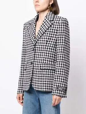 Versace Dogtooth Tweed Blazer - Black